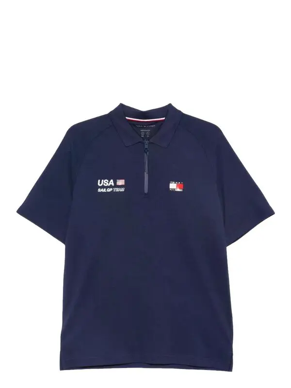 Tommy Hilfiger Us Sail Gp Logo-print Zip-fastening Polo Shirt - Blue