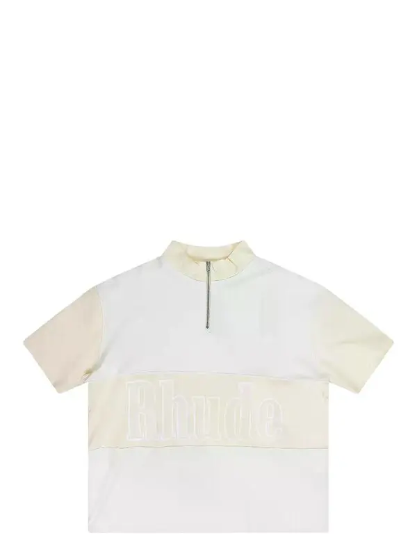 Rhude Panelled Zip-neck T-shirt - White