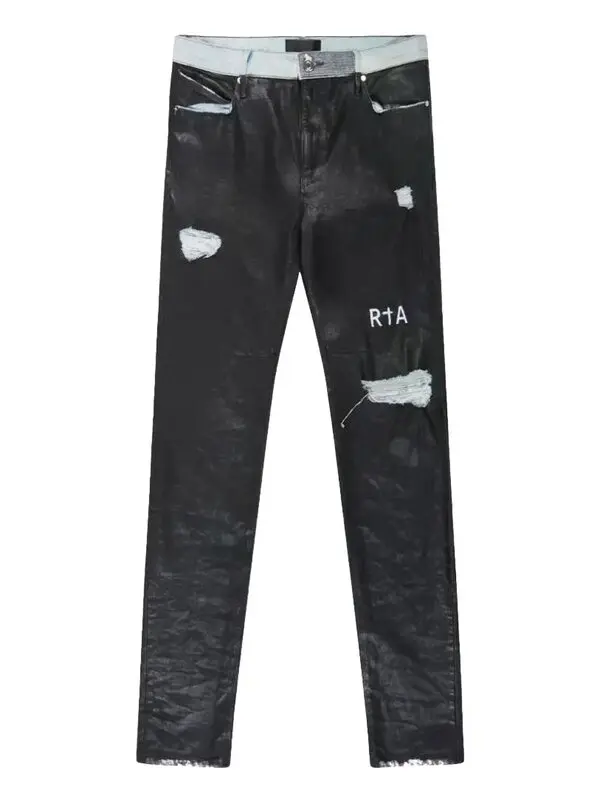 RtA Bryant Coated-distressed Jeans - Black
