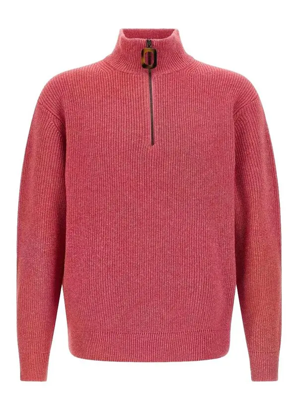 JW Anderson Ribbed Knit Half-zip Sweater - Pink
