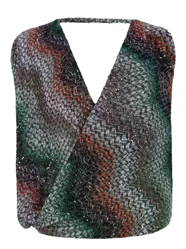 Missoni Sequin Embellished Zigzag Top - Black