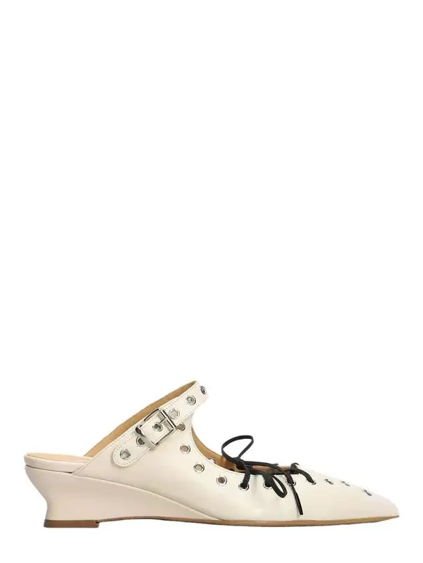ALCHIMIA Lace-up Embellished Wedge Mules - Neutrals