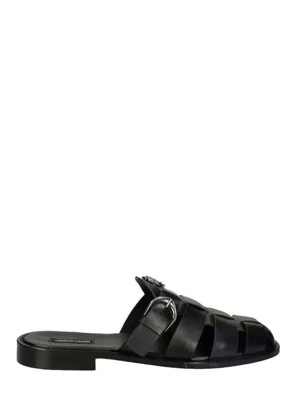 Roberto Cavalli Logo-appliqué Caged Sandals - Black