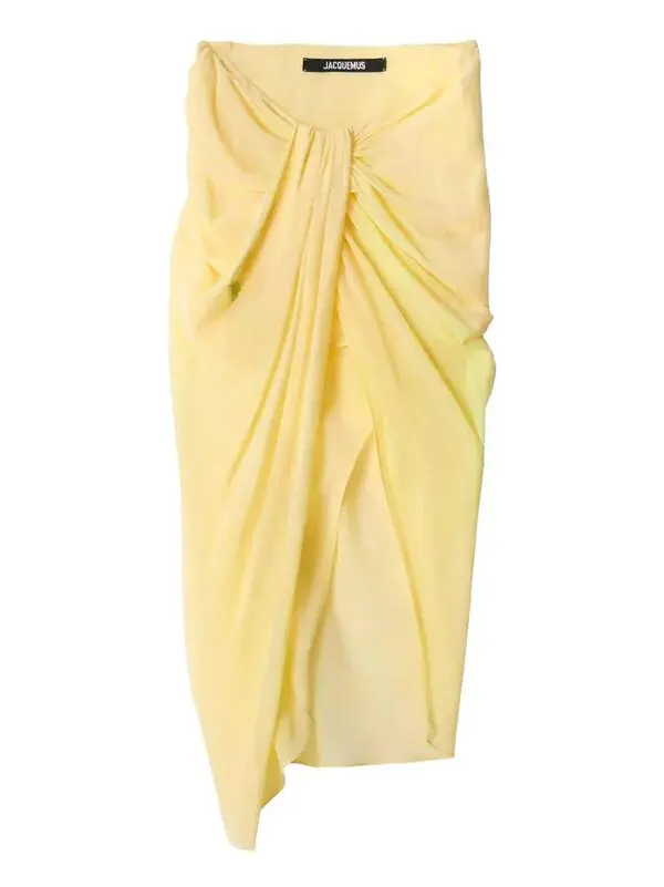 Jacquemus Draped Asymmetric Midi Skirt - Yellow