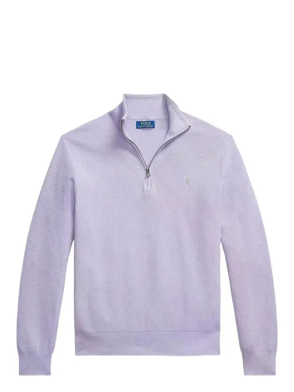 Polo Ralph Lauren Quarter-zip Textured Knit Sweater - Purple