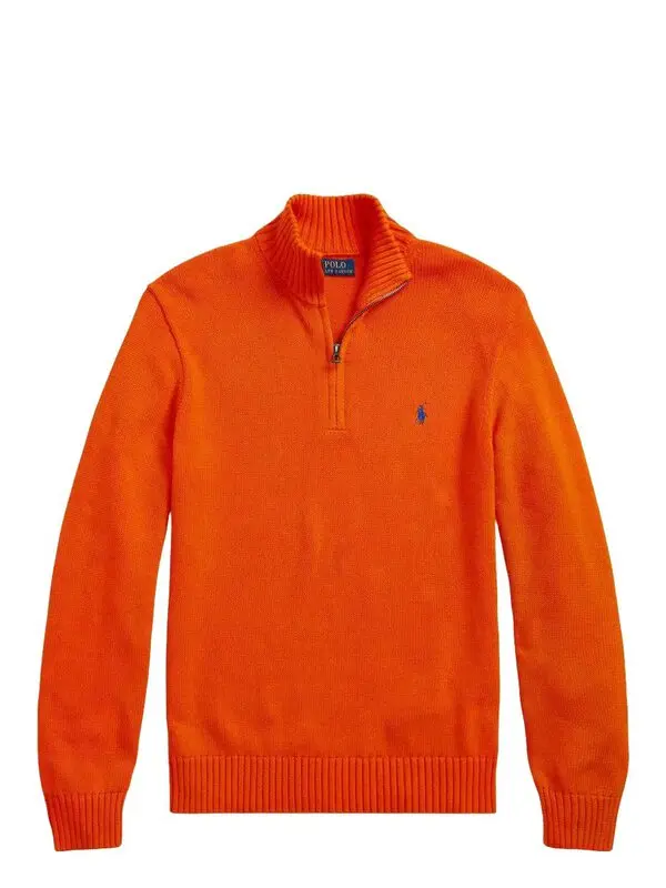 Polo Ralph Lauren Quarter-zip Embroidered Logo Sweater - Orange