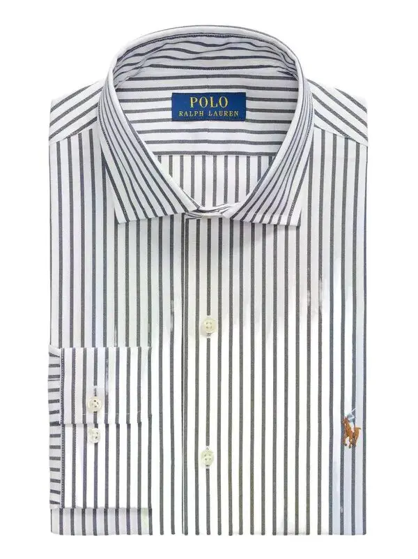 Polo Ralph Lauren Striped-pattern Embroidered-logo Shirt - White