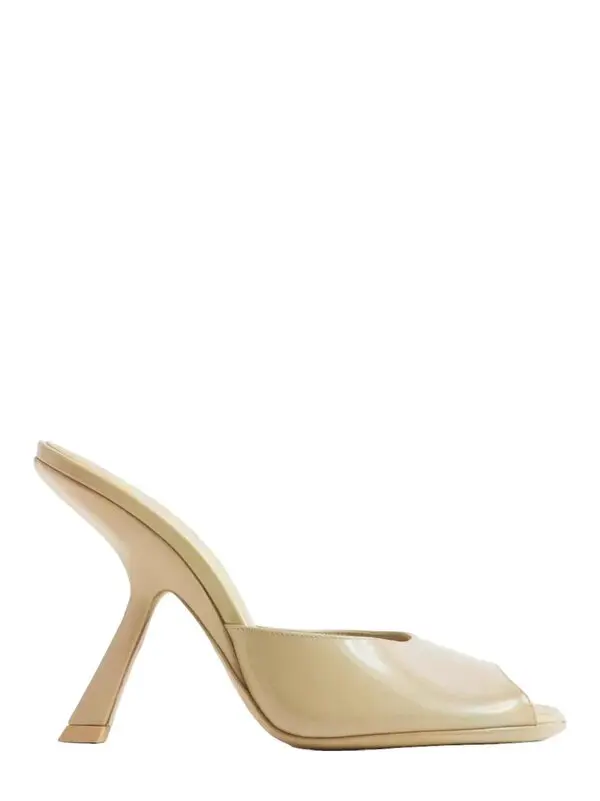 MUGLER Sculpted Heel Peep-toe Mules - Neutrals