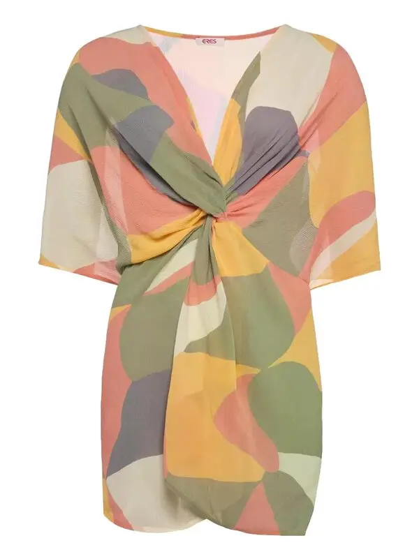 ERES Nuance Kaftan With Graphic Print And Knotted Front - Green