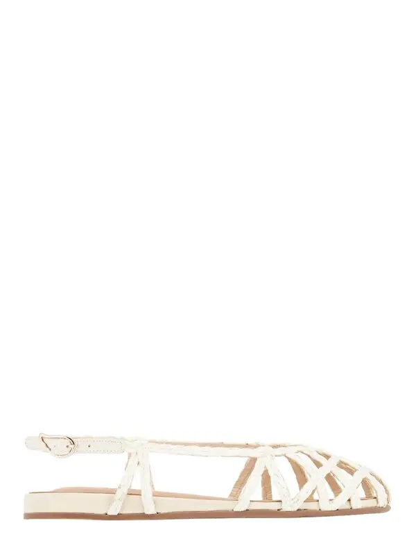 ANCIENT GREEK SANDALS Kardia Raffia Slingback Ballerina - Off White