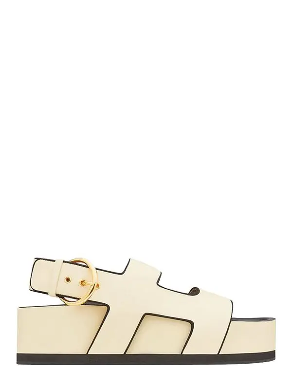 NEOUS Cher Grosgrain-trimmed Leather Platform Sandal - Alabaster