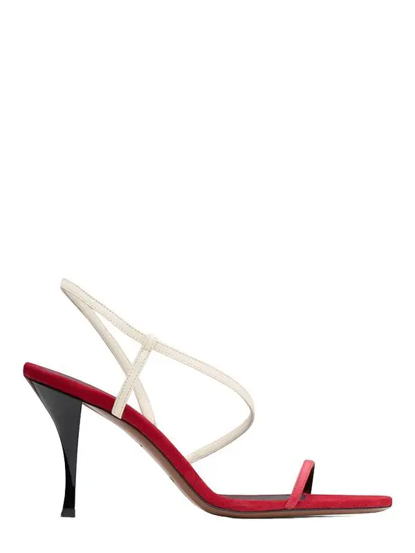 NEOUS Nembus Asymmetric Stiletto Sandal - Red/cream