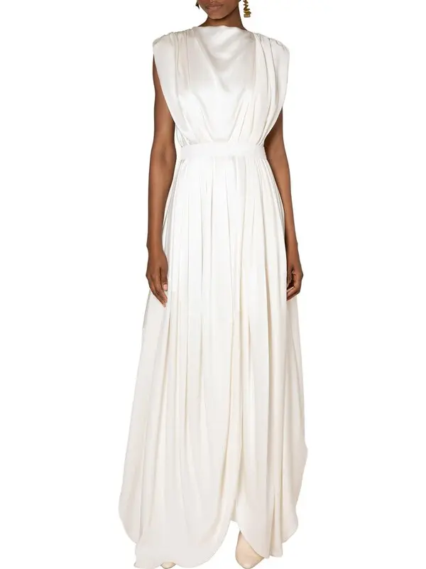 ROKSANDA Aldona Gathered Silk-satin Gown - White