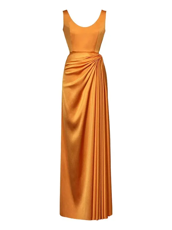 EDELINE LEE Nymph Waterfall Drape Gown - Orange
