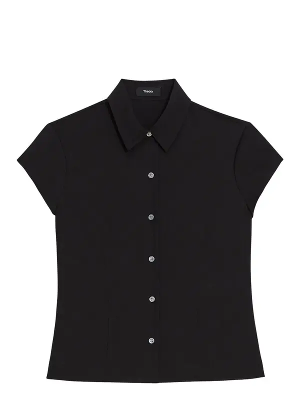 Theory Silk Cap-sleeve Shirt - Black