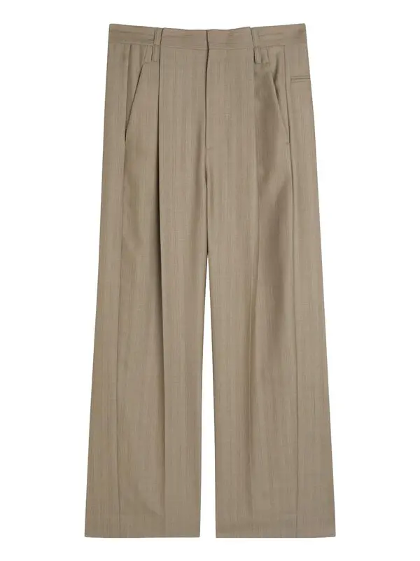 Victoria Beckham Wide-leg Wool Trousers - Grey