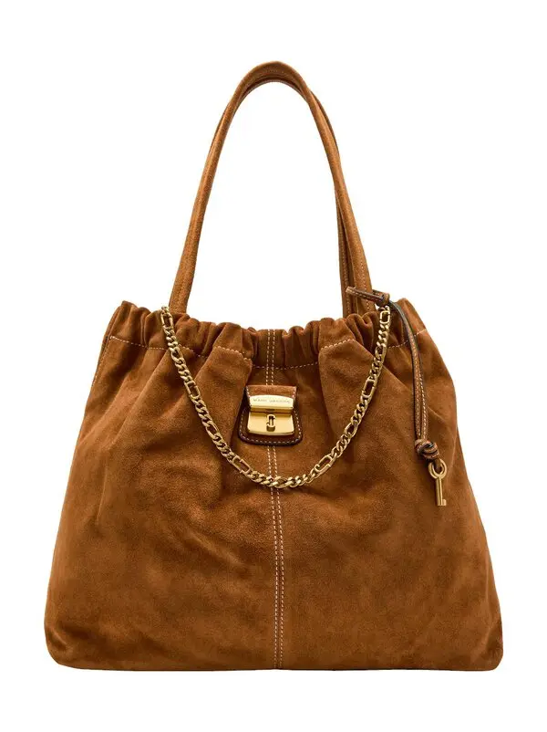 Marc Jacobs Suede Tote Bag With Chain Detail - Copper