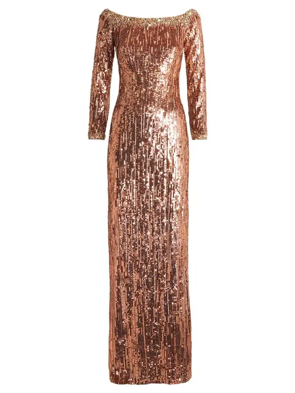 Jenny Packham Sequinned Marnie Gown - Beige
