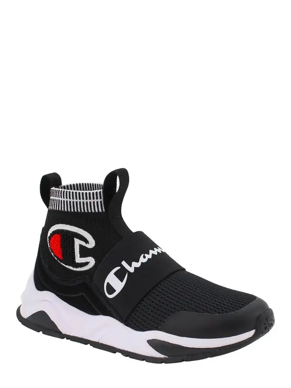 Champion Rally Pro High-top Sneakers With Sock-style Ankle - Black
