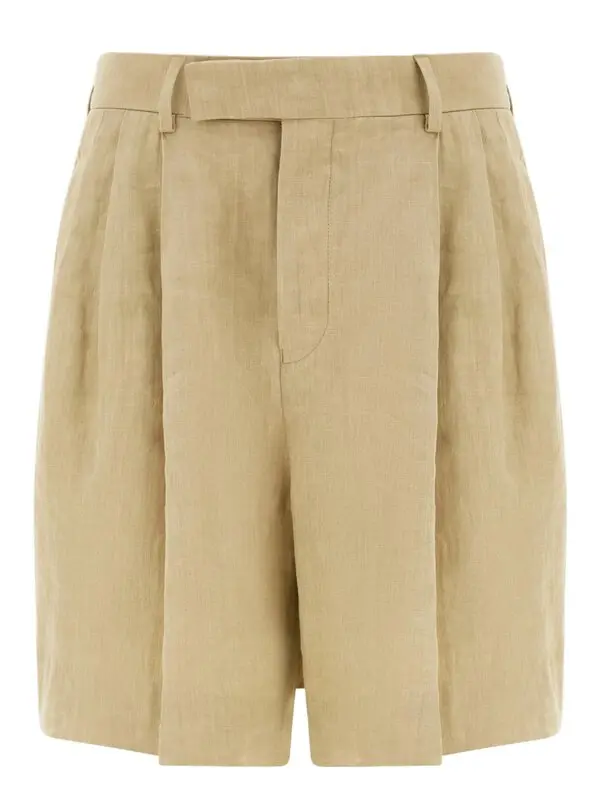 FERRAGAMO Linen Bermuda Shorts - Grey