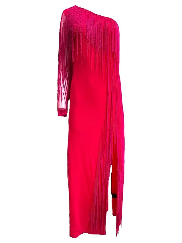 ANY OLD IRON Embellished Fringe Off-the-shoulder Gown - Orange