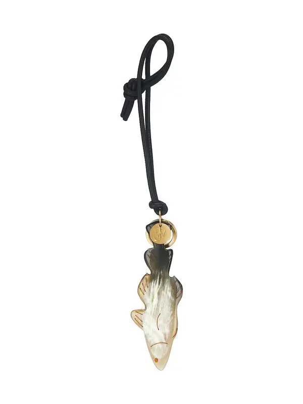 JW Anderson Hand-carved Fish Charm With Leather Cord - Beige Melange