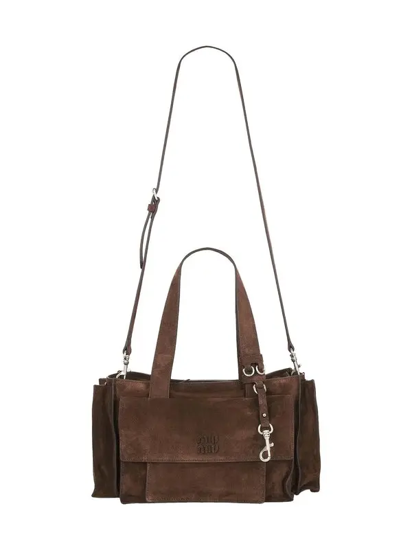 Miu Miu Camoscio Suede Leather Handbag - Moro