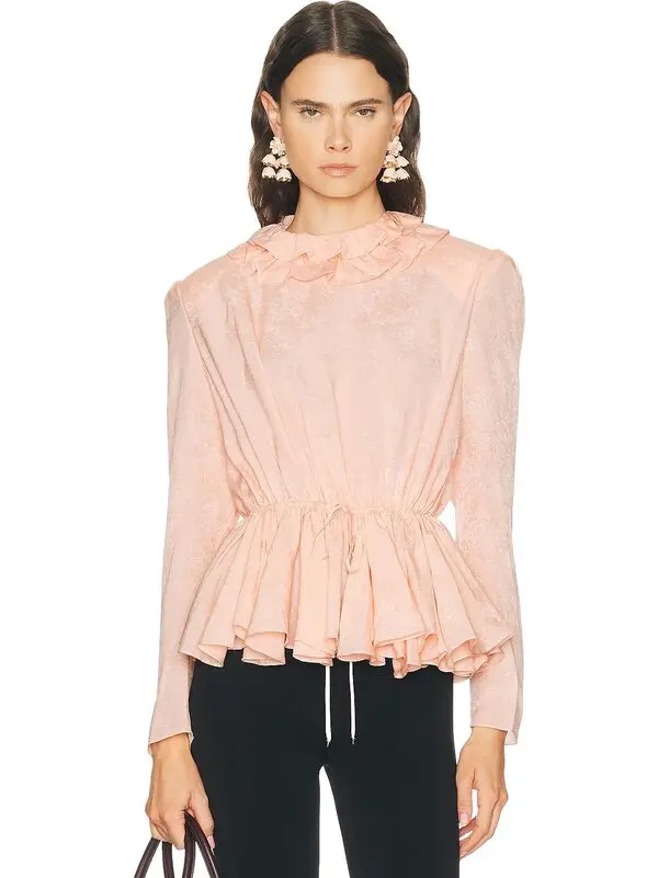 Chloé Organic Silk Floral Jacquard Top - Tan Rose
