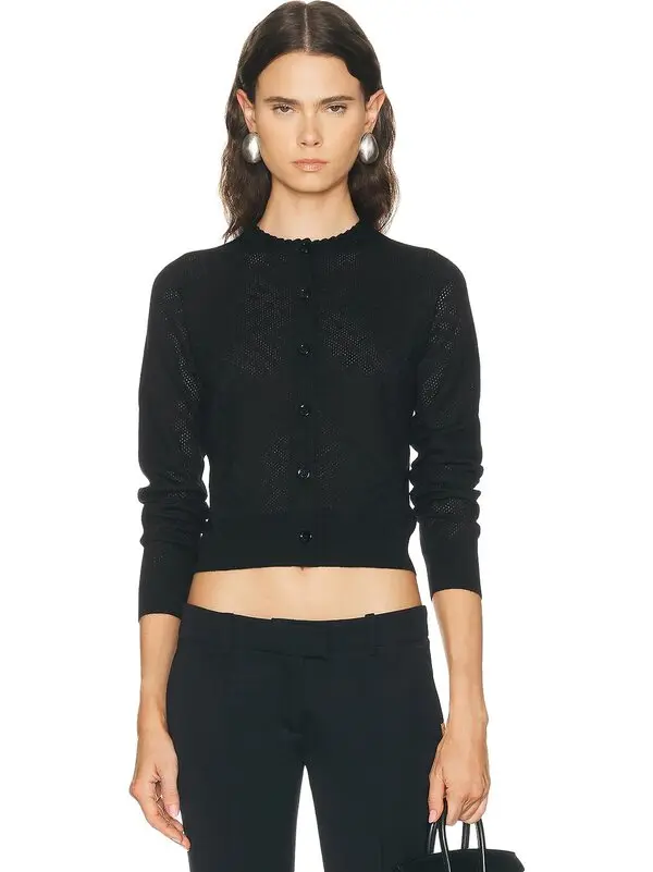 Burberry Pointelle Cardigan - Black