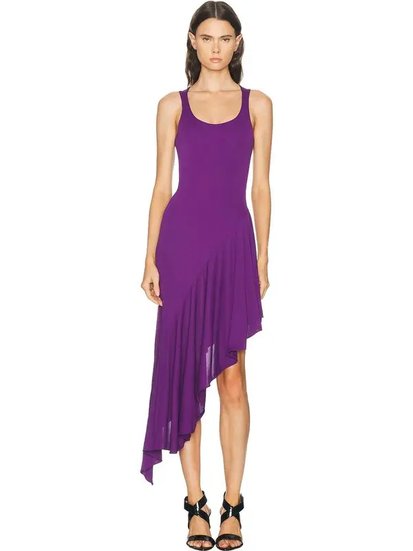 Alaïa Asymmetrical Ruffled Dress - Violet