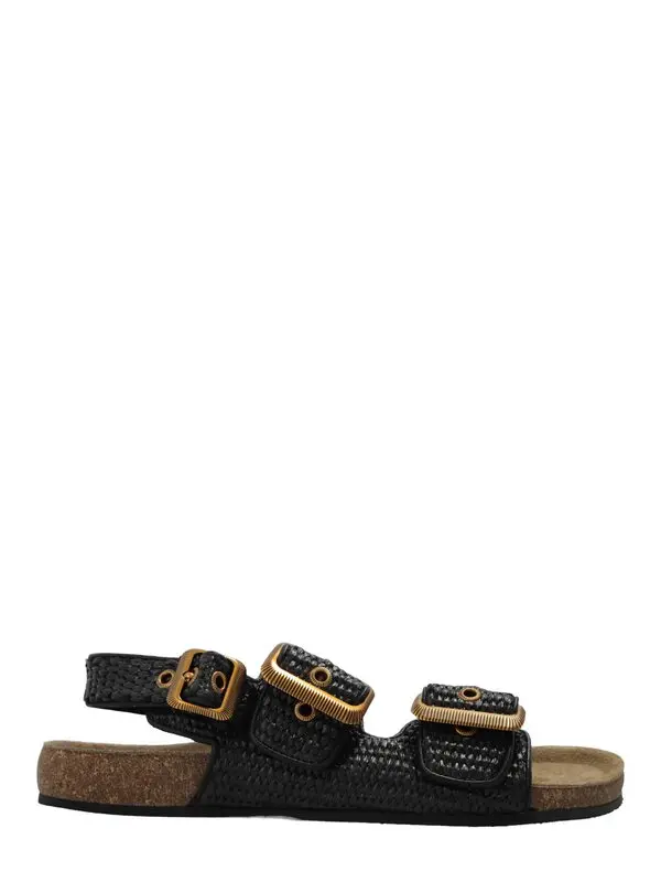 ALLSAINTS Staffa Sandals With Gold Buckles - Black