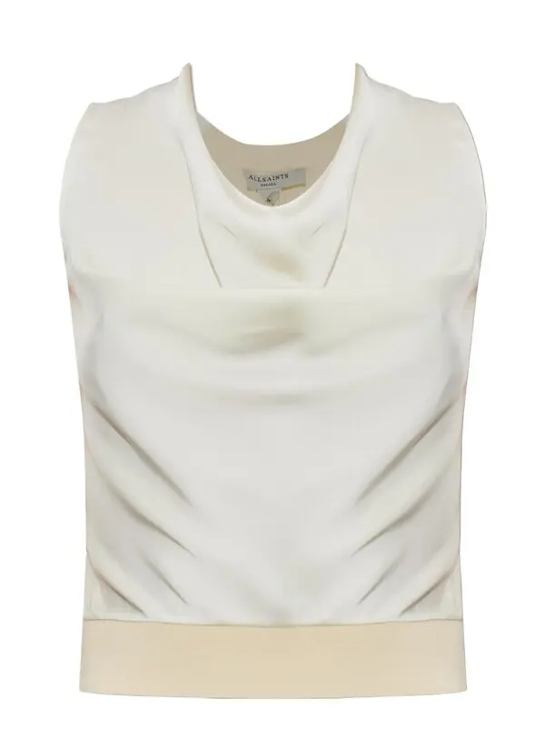 ALLSAINTS Zoey Cowl Neck Cropped Top - Cream