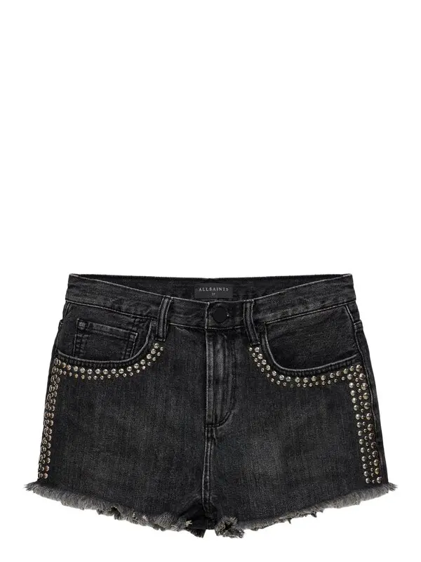 ALLSAINTS Heidi Studded Denim Shorts - Black