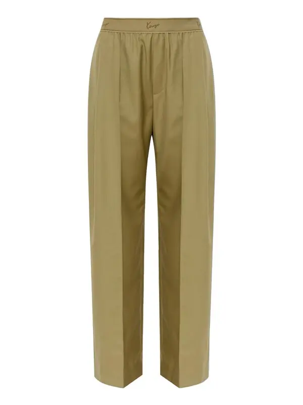 Kenzo Wool Wide-leg Trousers - Green