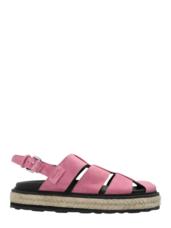 Moschino Suede Platform Espadrille Sandals - Pink