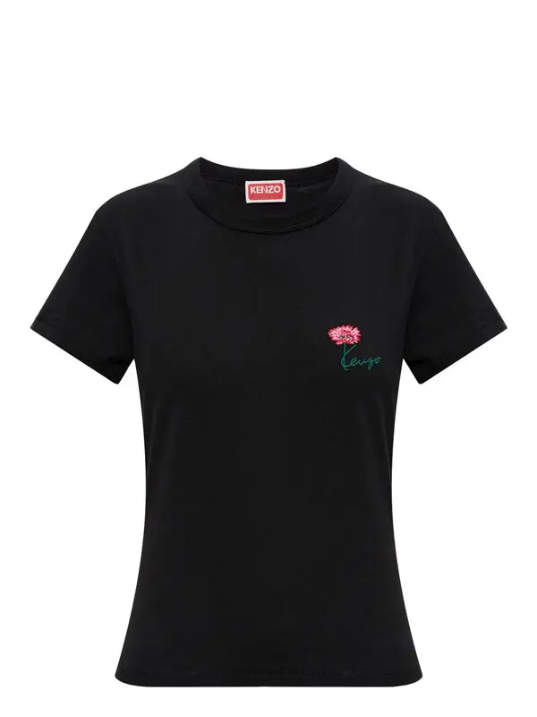 Kenzo Embroidered Flower Logo T-shirt - Black