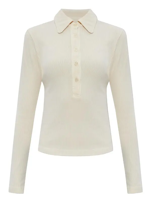 Citizens Of Humanity Brea Ribbed Polo Shirt With Classic Collar - Cream