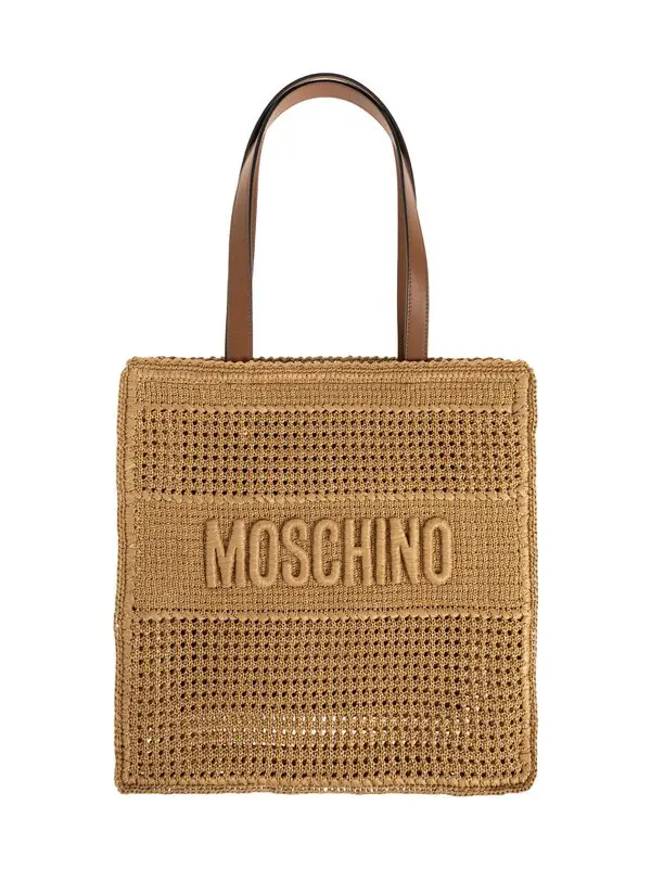 Moschino Shopper Bag With Embossed Logo - Beige