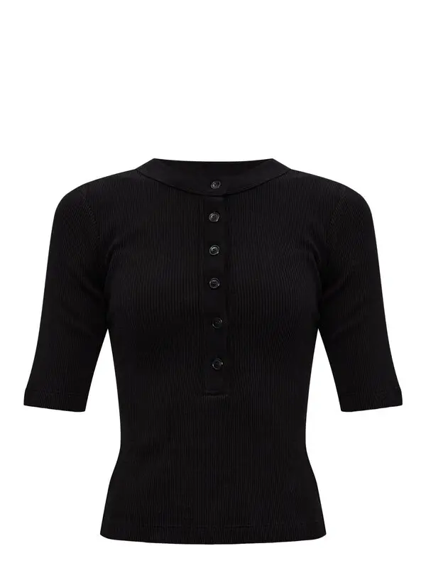 Citizens Of Humanity Nali Cropped Ribbed Knit Top - Black