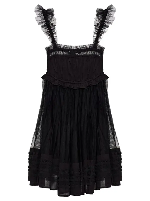 ALLSAINTS Angela Ruffled Tulle Mini Dress - Black