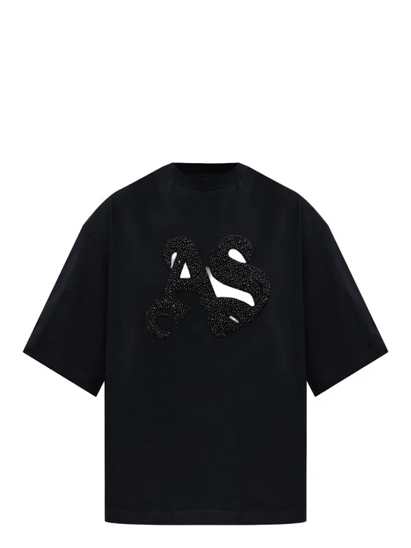 ALLSAINTS As" Crystal Appliqué Oversized T-shirt - Black