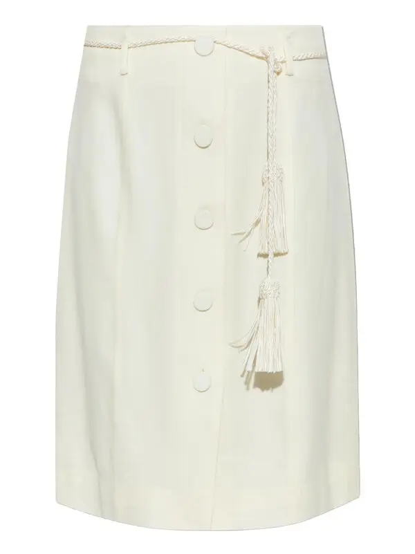 Posse Elspeth Button-detailed Midi Skirt In Wool - Cream