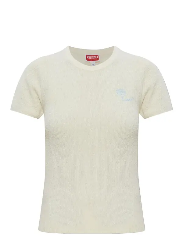 Kenzo Embroidered Knit T-shirt - Cream
