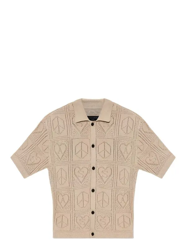 ALLSAINTS Arktx Crochet Knit Short Sleeve Cardigan - Beige