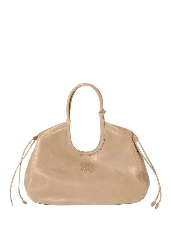 Miu Miu Nappa Leather Shopping Bag - Sand Beige
