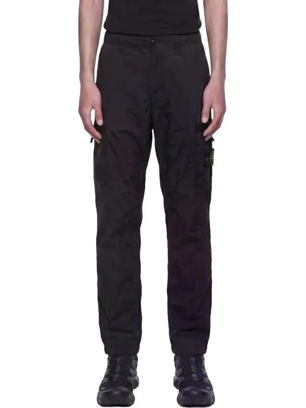 Stone Island Cargo Pants With Mesh-panel Pockets - Black