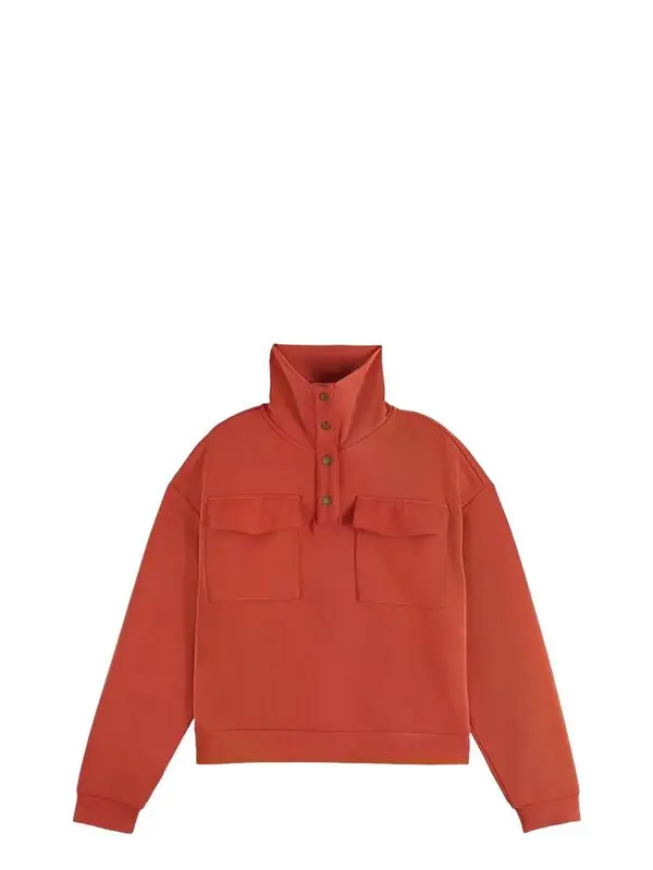 Scotch & Soda Flap-pocket High Neck Sweatshirt - Red