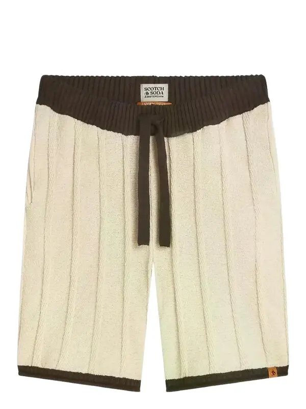Scotch & Soda Ribbed Knit Drawstring Shorts - Neutrals