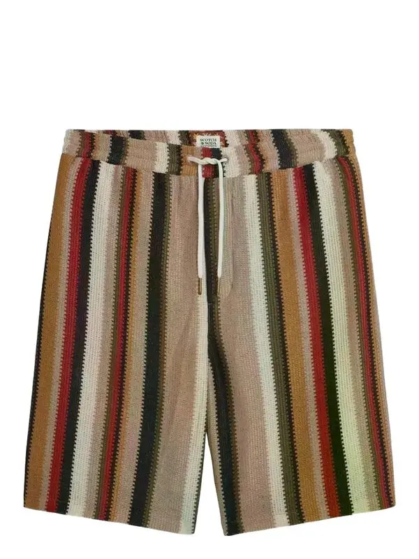 Scotch & Soda Vertical Stripe Knit Drawstring Shorts - Neutrals
