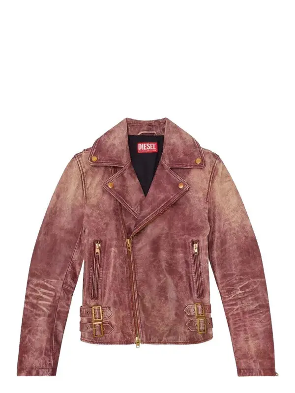 DIESEL® L-leon Cjcm Crackled Leather Jacket - Pink